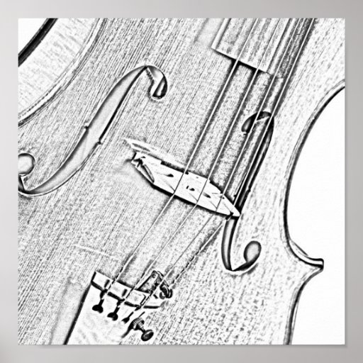 Violin or Viola Ink Drawing Poster | Zazzle