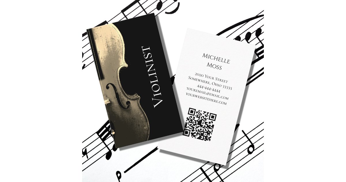 Violin Performer QR code Musical Minimalist Business Card | Zazzle
