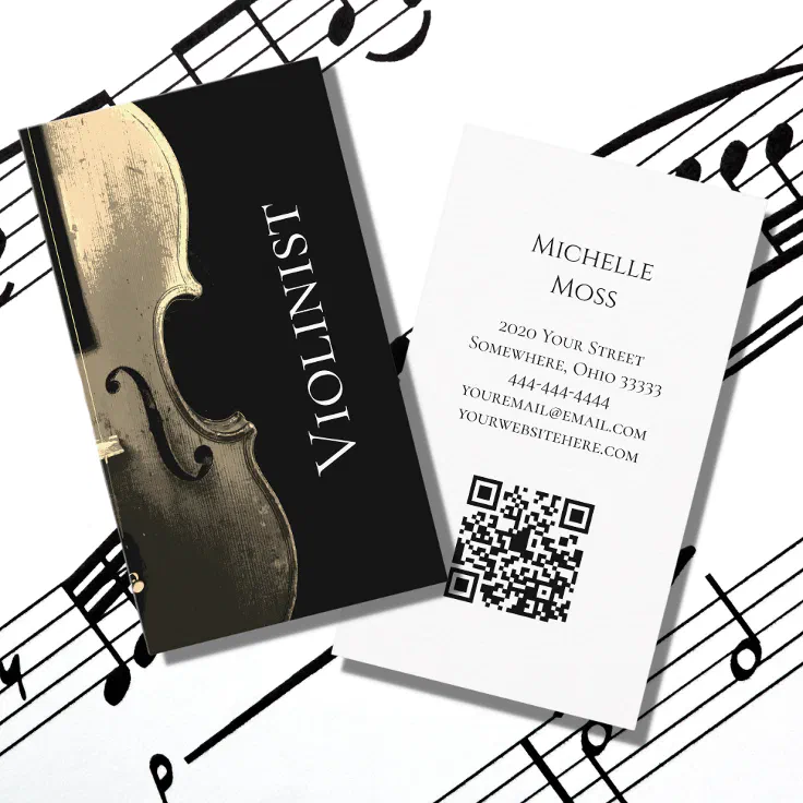 Violin Performer QR code Musical Minimalist Business Card | Zazzle