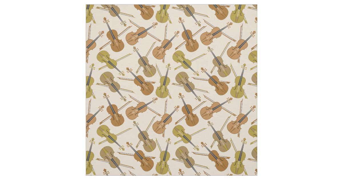 Violin Print Pattern Fabric | Zazzle