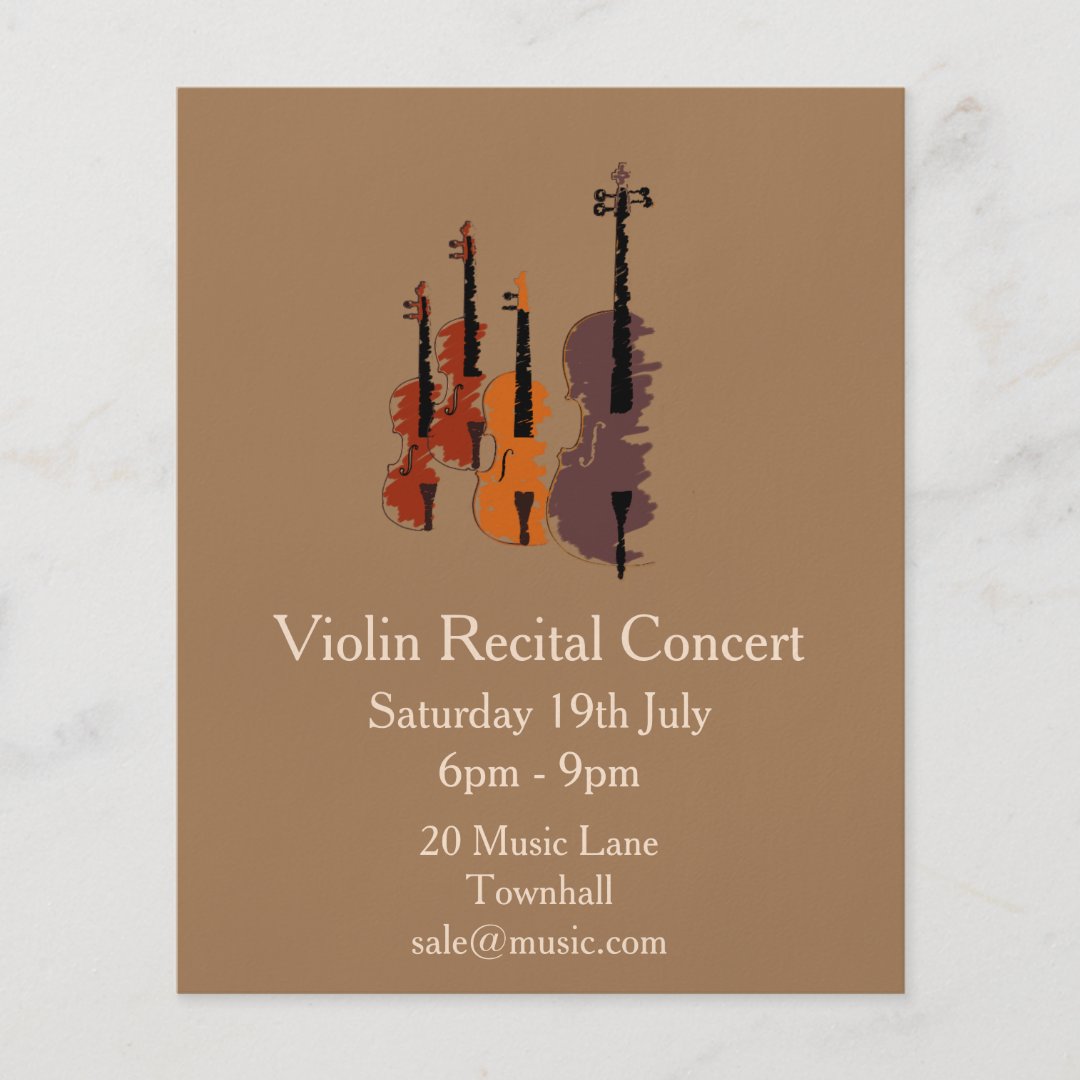 Violin string instrument Recital music performance Flyer | Zazzle