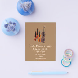 Violin string instrument Recital music performance Flyer | Zazzle