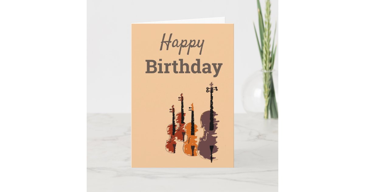 Violin string quartet arty music card | Zazzle