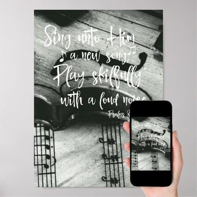 Violin with Psalms Bible Verse Poster | Zazzle