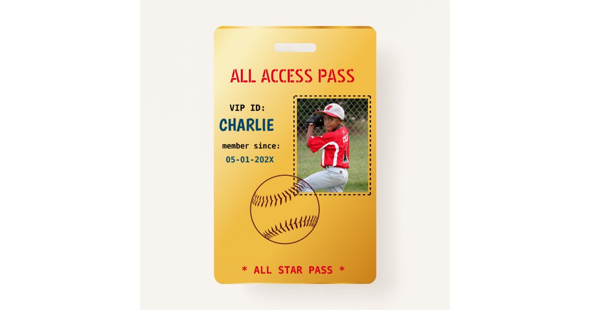 VIP Access Baseball Birthday Party Badge | Zazzle