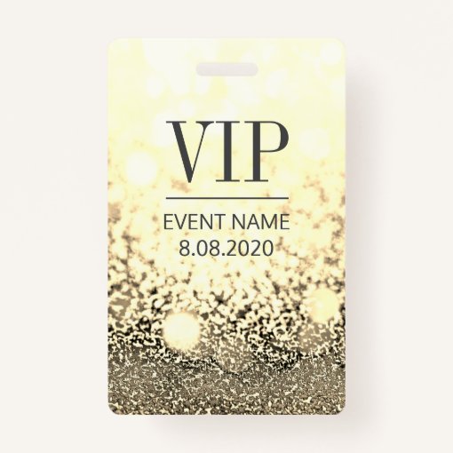 VIP Access Event Elegant White Gold Glitter Badge | Zazzle