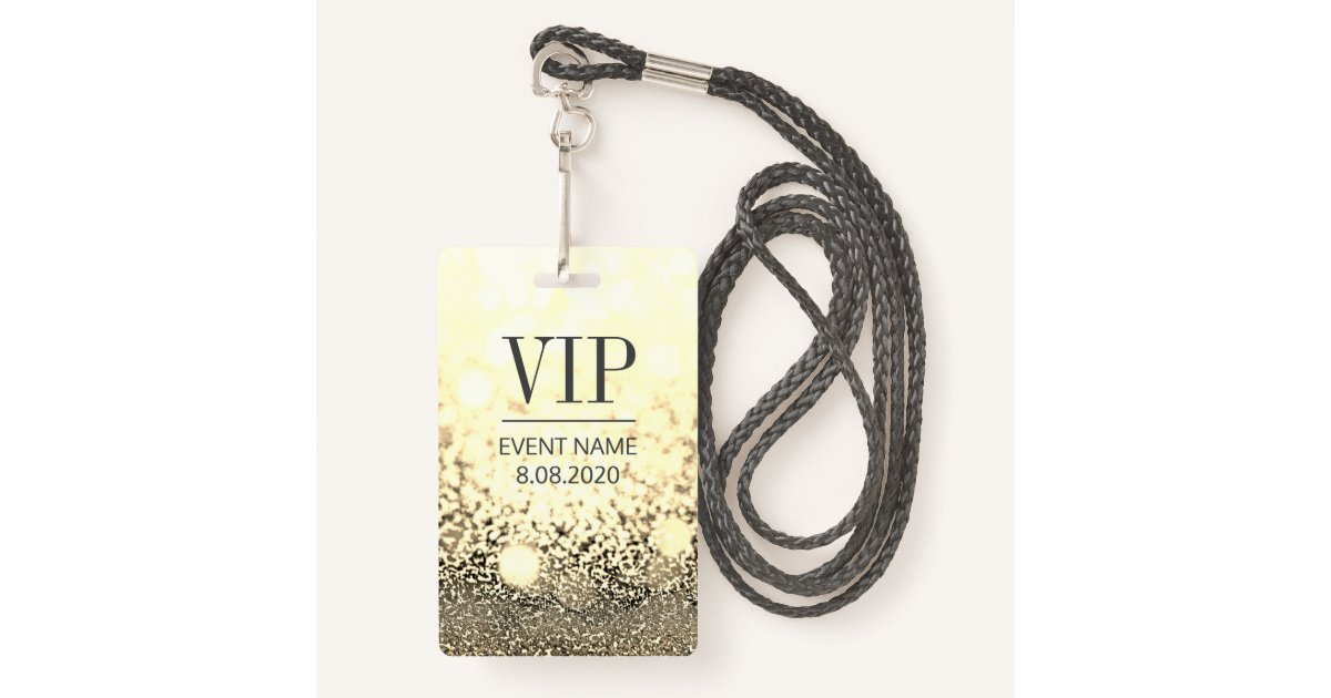 VIP Access Event Elegant White Gold Glitter Badge | Zazzle
