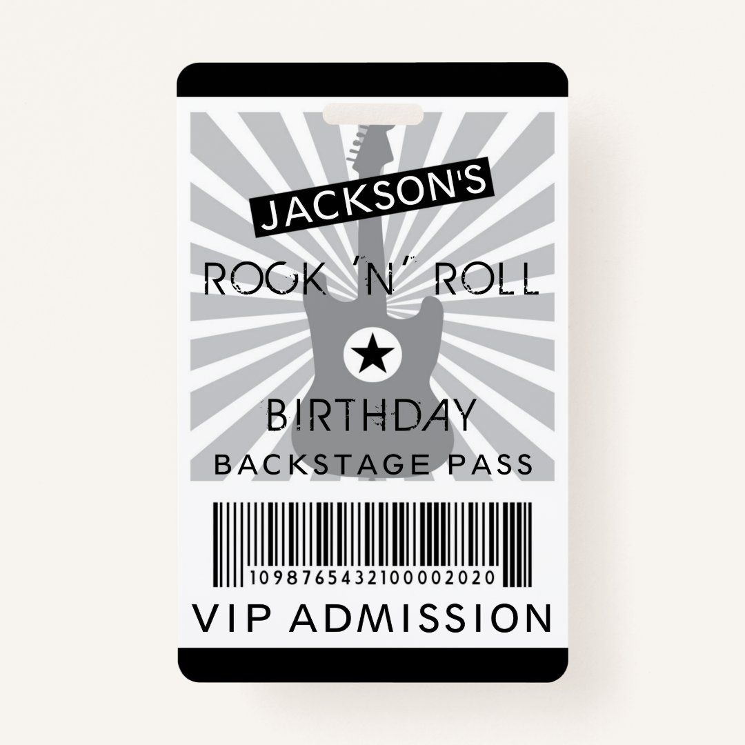 VIP ADMISSION Backstage Pass Rock 'N' Roll Party Badge | Zazzle