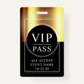 VIP All Access Event Metallic Gold Black Badge | Zazzle