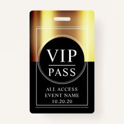 VIP All Access Event Metallic Gold Black Badge | Zazzle