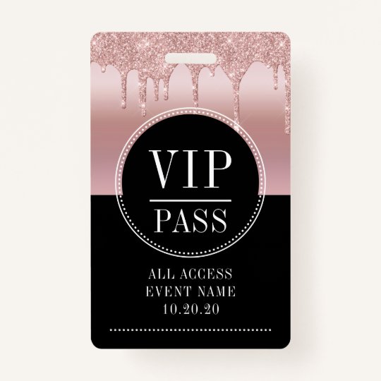 VIP All Access Event Metallic Rose Gold Black Badge | Zazzle