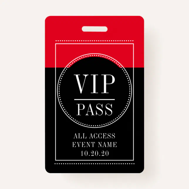 VIP All Access Event Red Black Badge | Zazzle