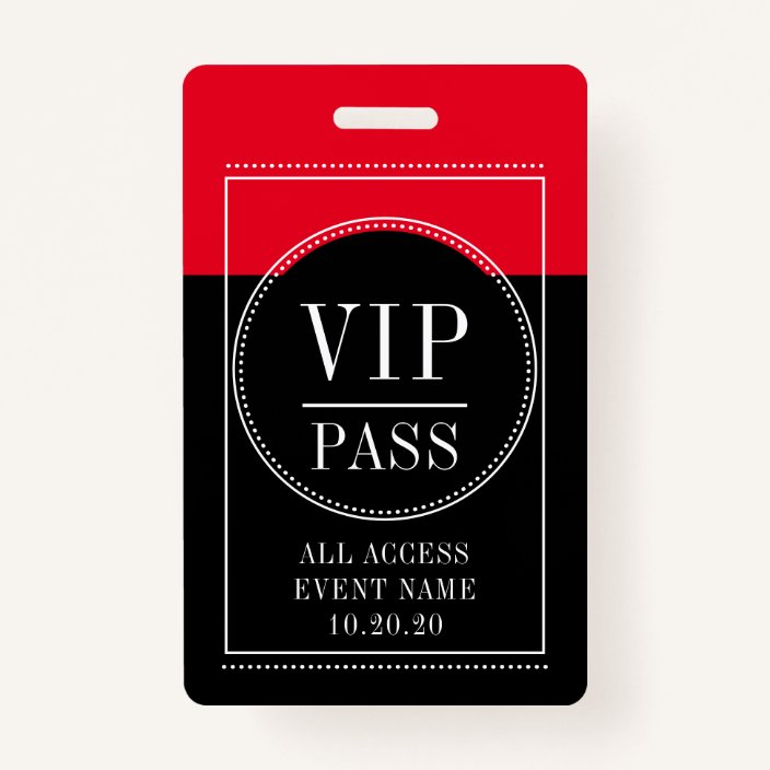 VIP All Access Event Red Black Badge | Zazzle.com