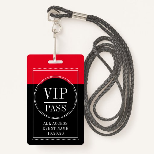 VIP All Access Event Red Black Badge | Zazzle