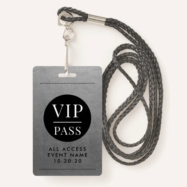 VIP All Access Event Silver Metallic Foil Gold Badge | Zazzle