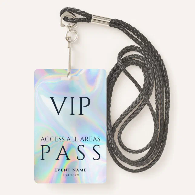 VIP All Access Pass Business Logo Holographic Badge | Zazzle