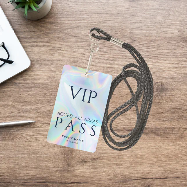 VIP All Access Pass Holographic Birthday Party Badge | Zazzle