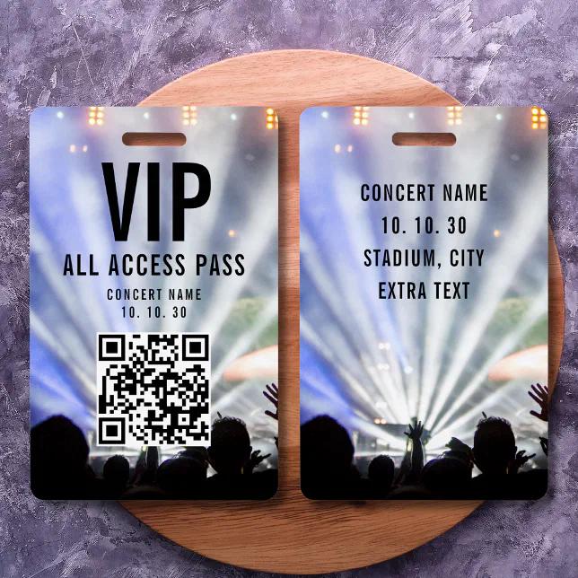 VIP All Access Pass QR Code Concert Badge | Zazzle