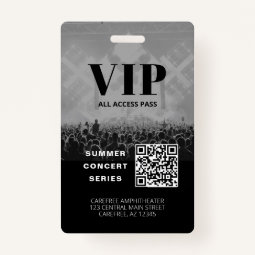 VIP All Access QR Code Concert Badge | Zazzle
