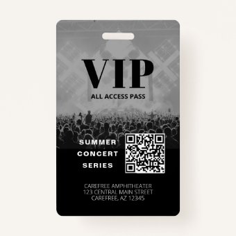 VIP All Access QR Code Concert Badge | Zazzle