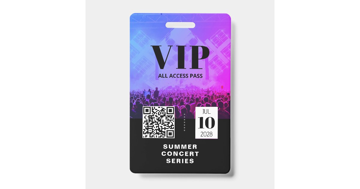 VIP All Access QR Code Concert Badge | Zazzle