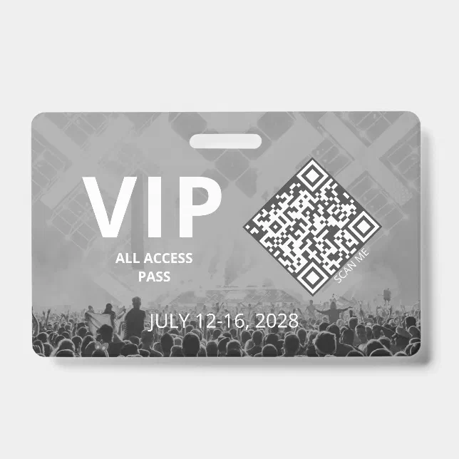 VIP All Access QR Code Event Horizontal Badge | Zazzle