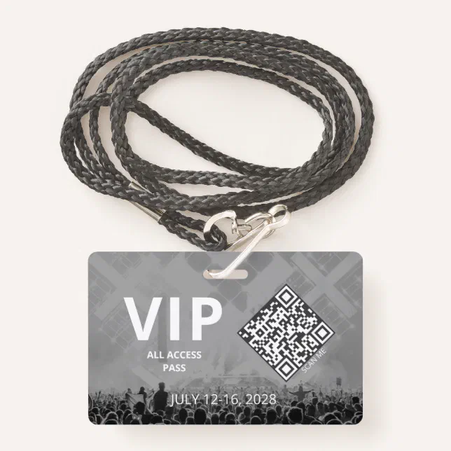 VIP All Access QR Code Event Horizontal Badge | Zazzle