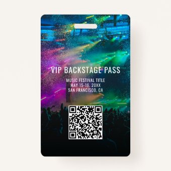 VIP All Access QR Code Event Photo ID Badge | Zazzle
