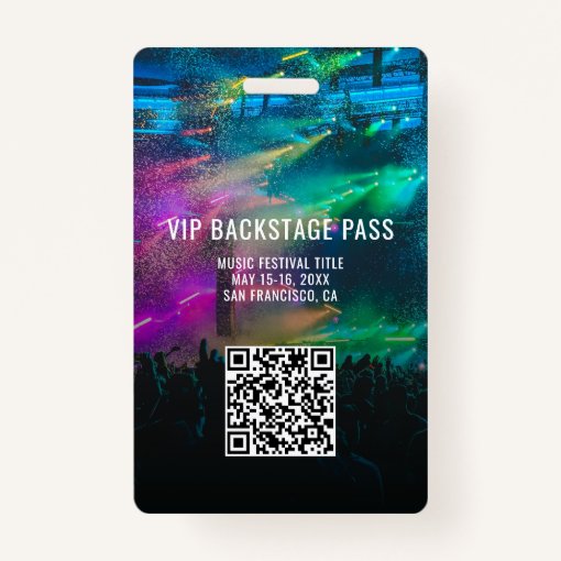 VIP All Access QR Code Event Photo ID Badge | Zazzle