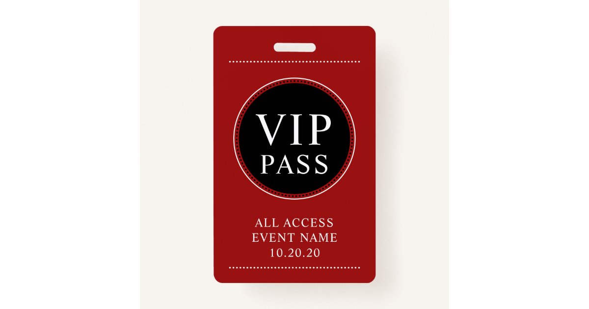 VIP All Access Red Badge | Zazzle