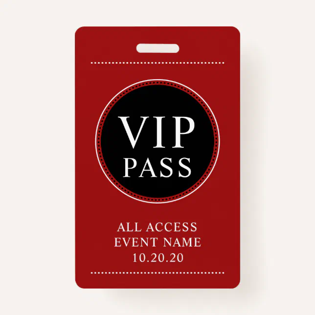VIP All Access Red Badge | Zazzle
