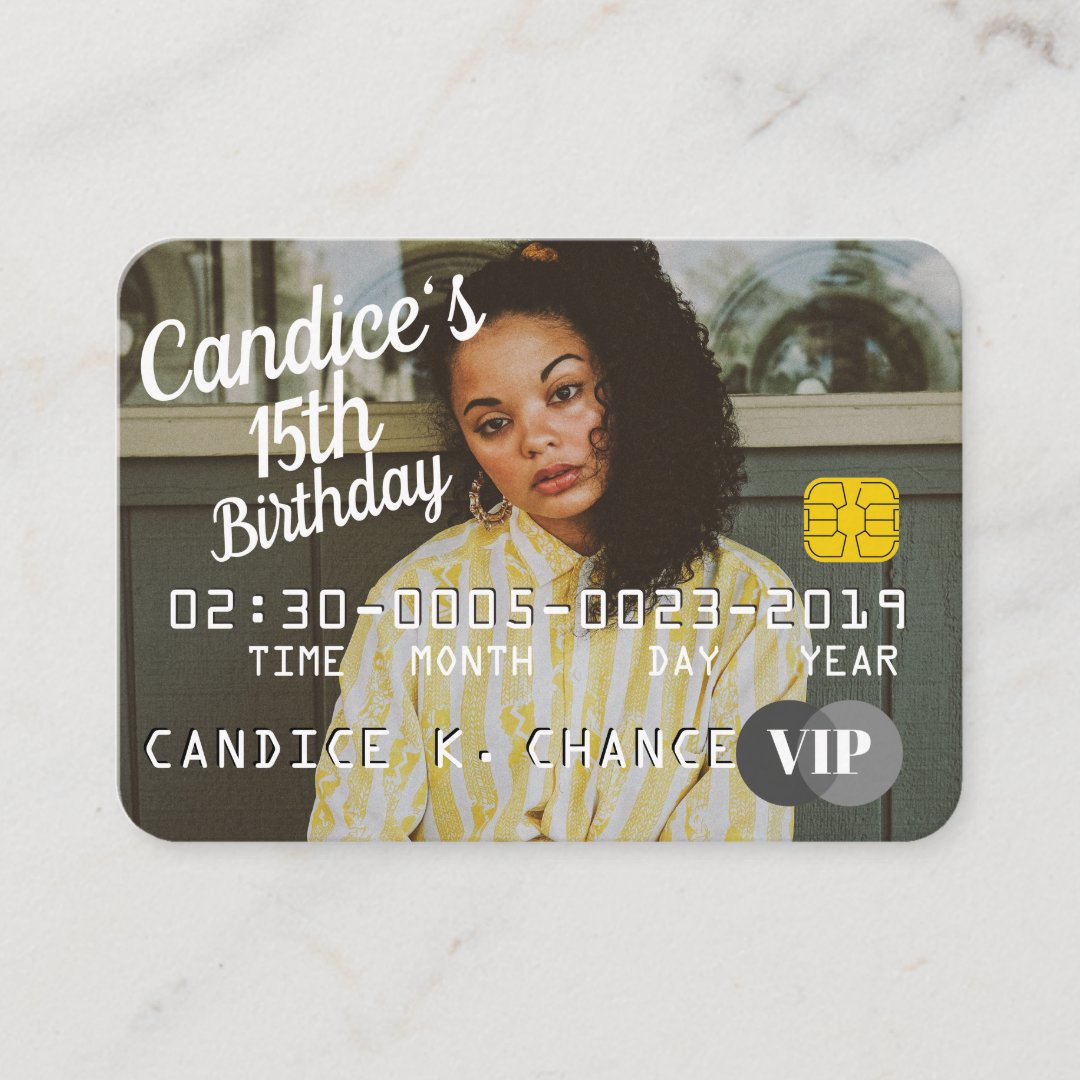 VIP Birthday Credit Card Photo Invitations | Zazzle