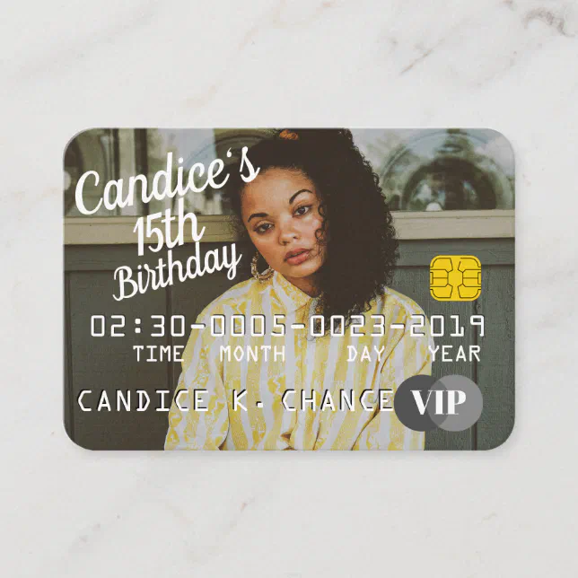 VIP Birthday Credit Card Photo Invitations | Zazzle