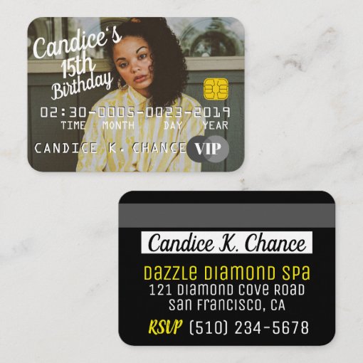 VIP Birthday Credit Card Photo Invitations | Zazzle