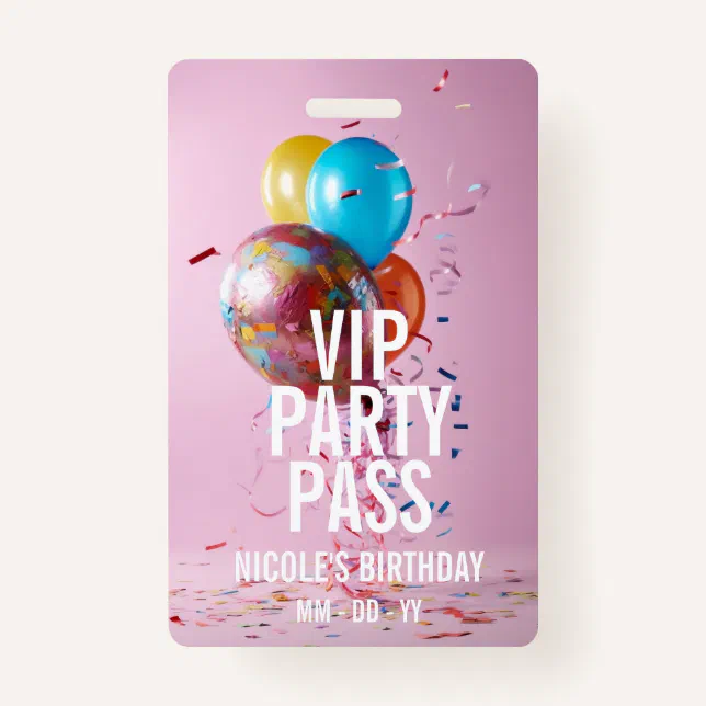 VIP Birthday Party Pass Custom Photo Event Badge | Zazzle