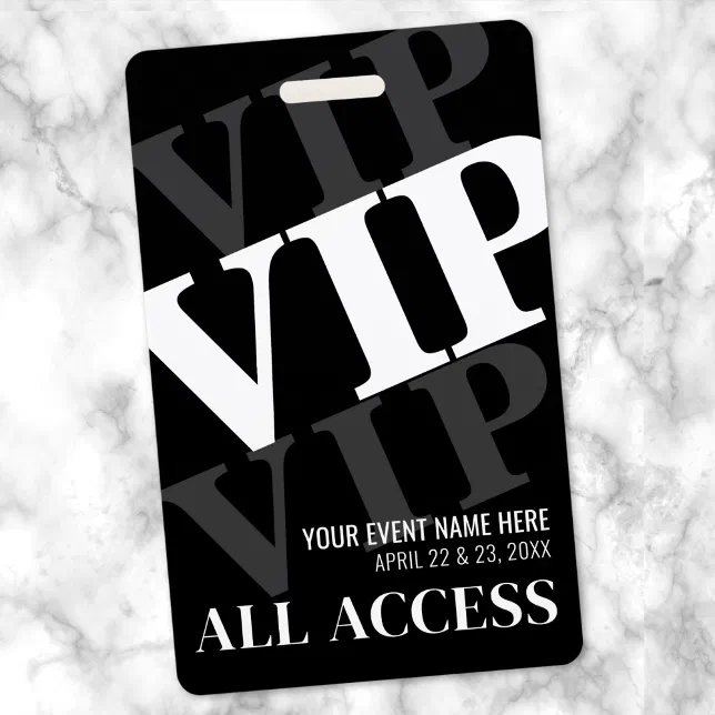 VIP Black All Access Event Badge | Zazzle