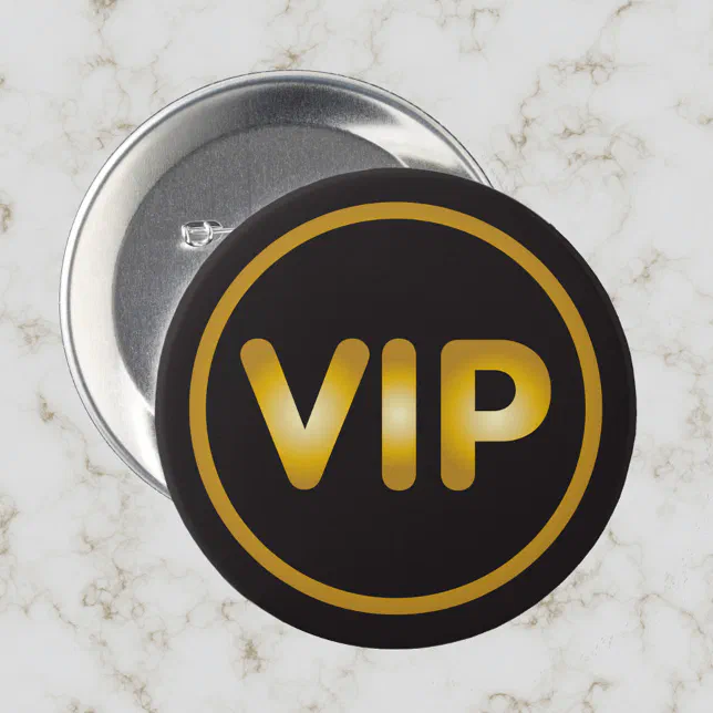 VIP button gold on black | Zazzle