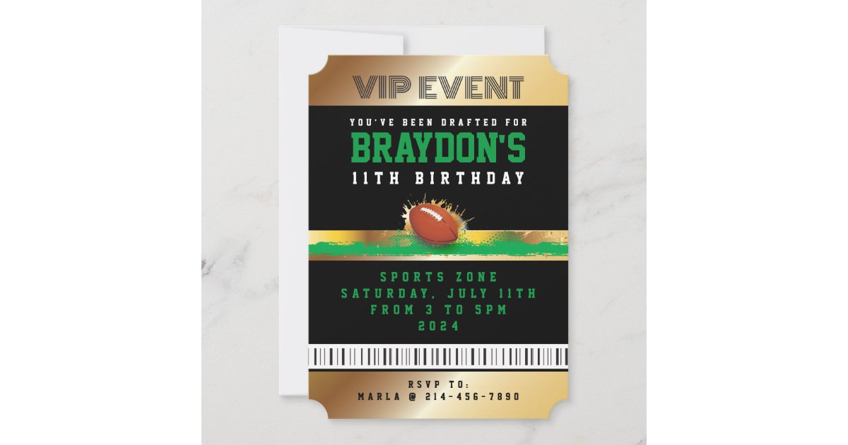 VIP FOOTBALL ALL ACCESS Gold Pass Badge Invitation | Zazzle