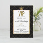 VIP Gold and Black Glitter Birthday Invites | Zazzle