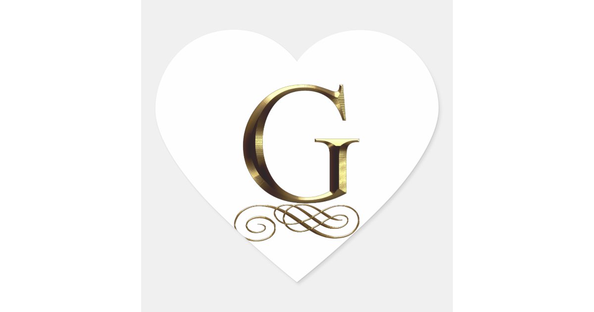 VIP Gold ”G” monogram Heart Sticker | Zazzle