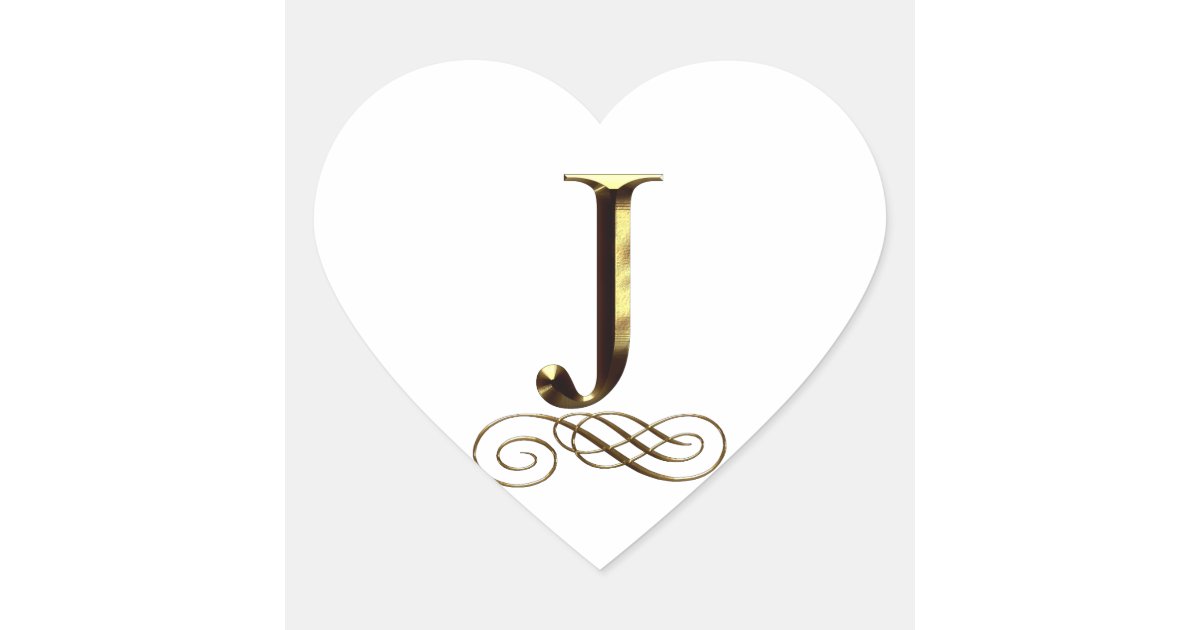 VIP Gold ”J” monogram Heart Sticker | Zazzle