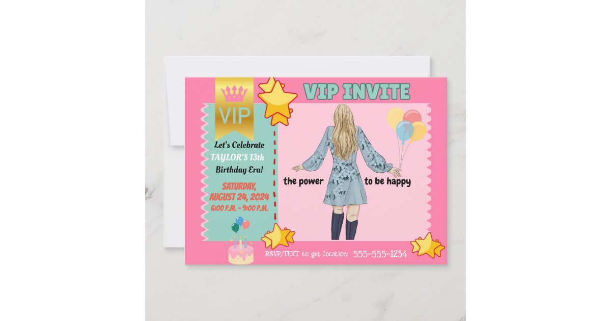 VIP INVITATIONS FOR (TWEEN) GIRLS BIRTHDAY | Zazzle