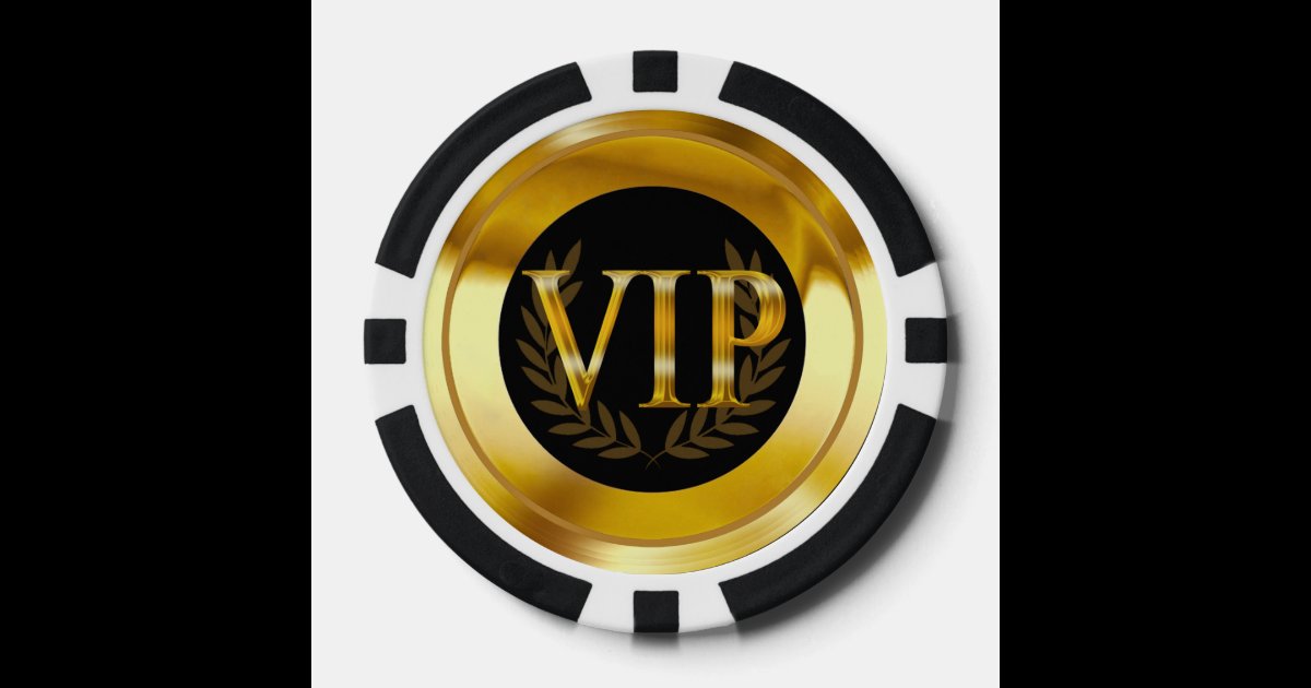 VIP Laurel Wreath Las Vegas gold black Poker Chips | Zazzle