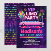 VIP Limo Party Birthday Invitation Rainbow Colors | Zazzle