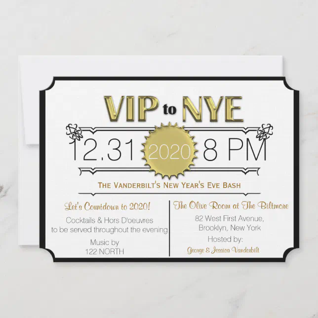 VIP New Years Eve Party Invitation | Zazzle