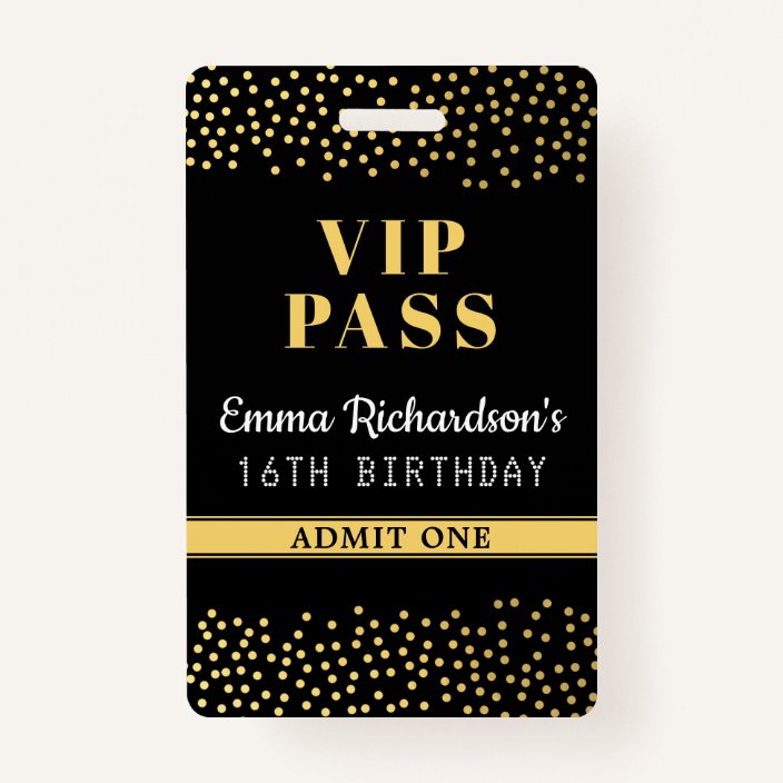 VIP Pass Birthday Invitation Badge | Zazzle.com