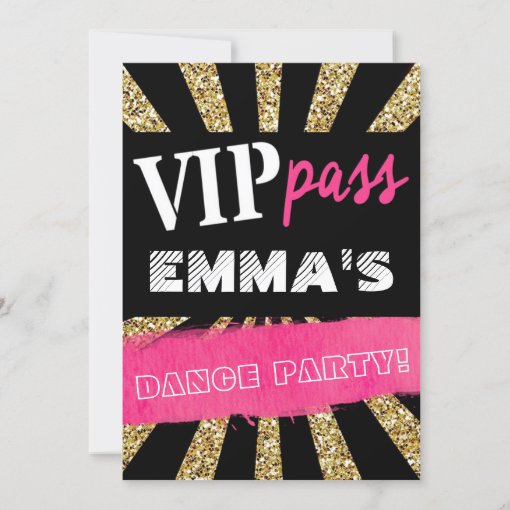 VIP PASS Girls Dance Party Sleepover Teenage Girl Invitation | Zazzle