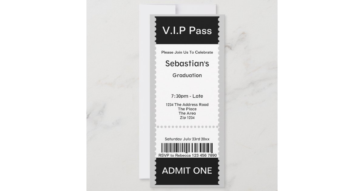 VIP Pass Graduation Party Admission Ticket Invitation | Zazzle