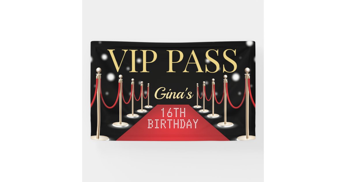 VIP Pass Hollywood Red Carpet Birthday Banner | Zazzle