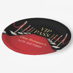 VIP Pass Hollywood Red Carpet Birthday Paper Plates | Zazzle